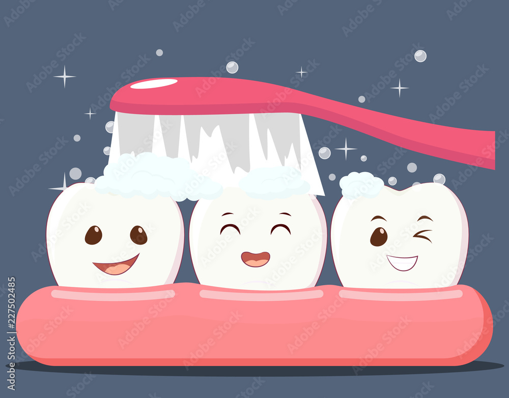 Cleaning happy smiling teeth Stock Vector | Adobe Stock