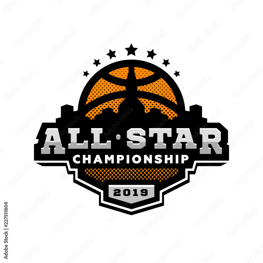 All star basketball, sports logo, emblem. Vector illustration. Stock ...