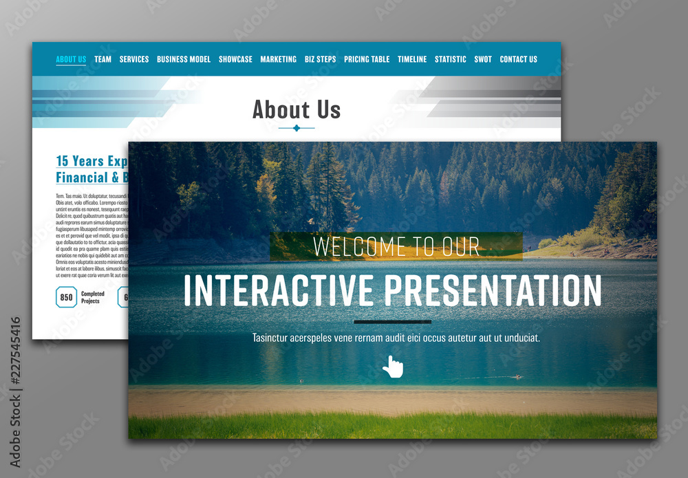 Interactive PDF Presentation Layout with Blue Header Stock Template ...