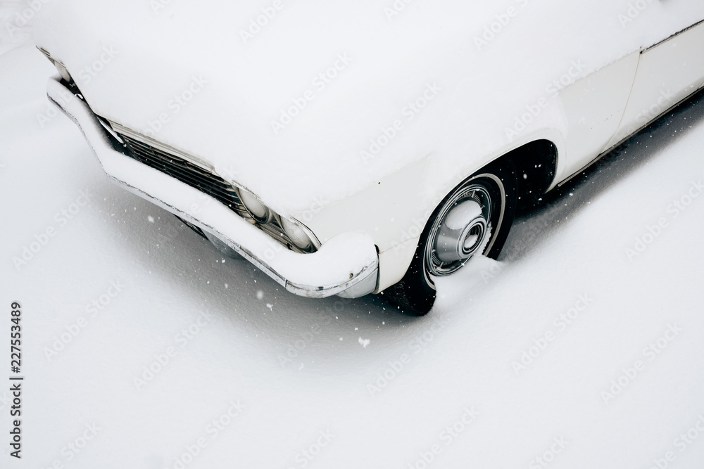 Snowfall car details Stock Photo | Adobe Stock