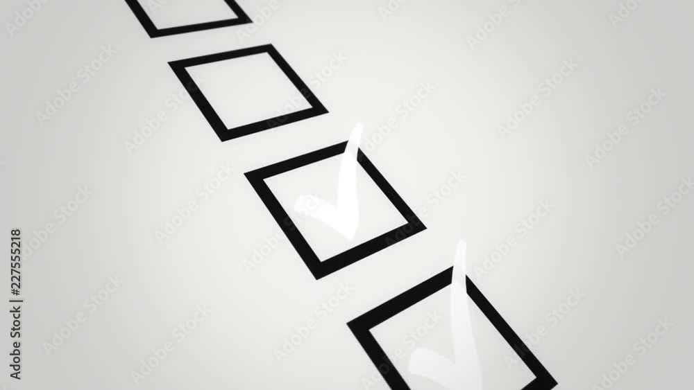 Animation marker drawing a tick in the box for voting on paper ...
