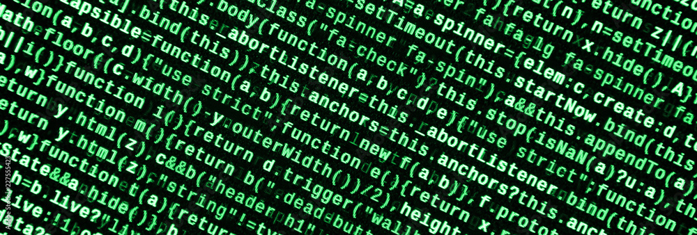 JavaScript code in text editor. Coding cyberspace concept. Screen of ...