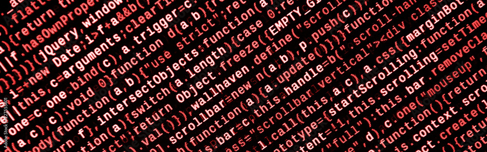 Writing programming code on laptop. Digital binary data on computer screen Stock Photo | Adobe Stock