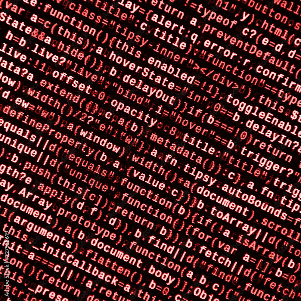 Writing programming code on laptop. Digital binary data on computer screen Stock Illustration ...