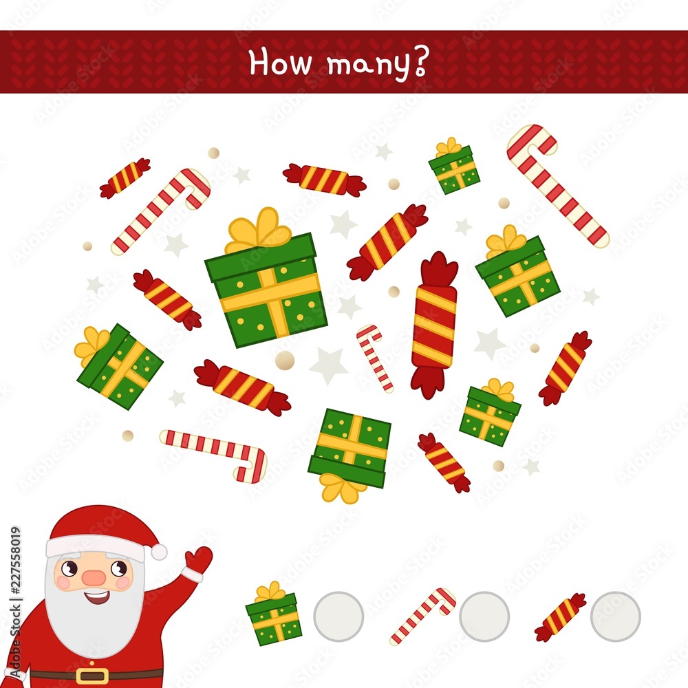 Counting educational children game, math kids activity sheet. How many ...