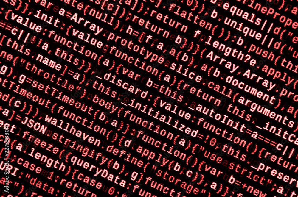 Writing programming code on laptop. Digital binary data on computer screen Stock Illustration ...