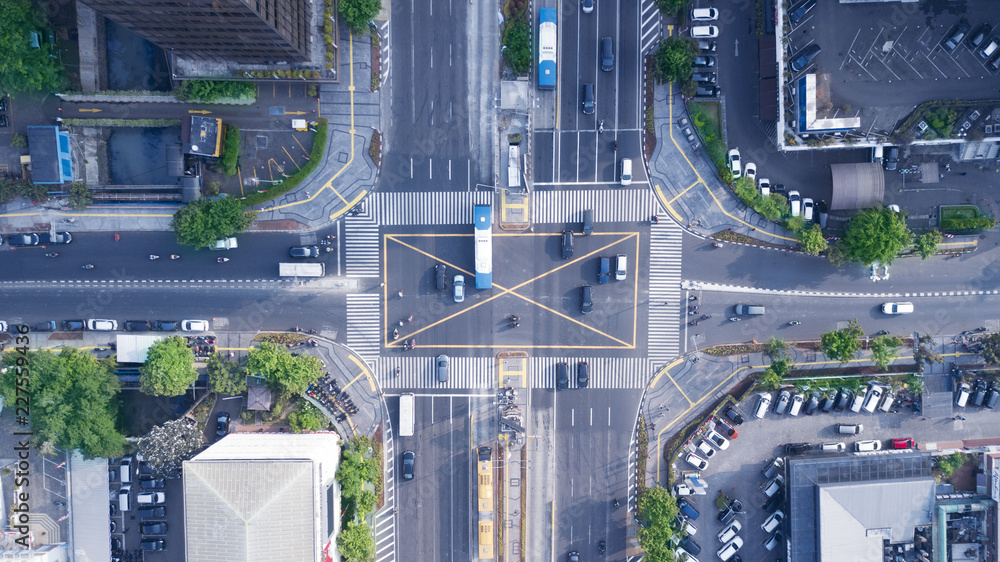 Intersection with crosswalk in Central Jakarta Stock Photo | Adobe Stock