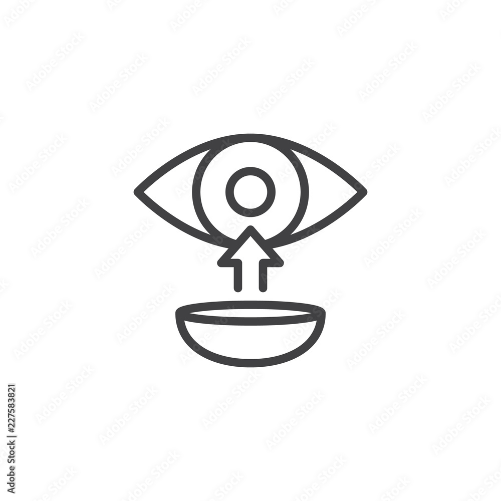 Eye contact lens outline icon. linear style sign for mobile concept and ...