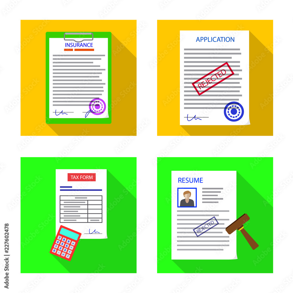 Vector illustration of form and document sign. Collection of form and ...