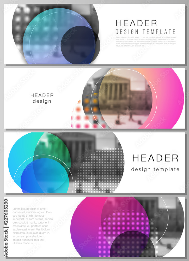 The minimalistic vector illustration of the editable layout of headers ...