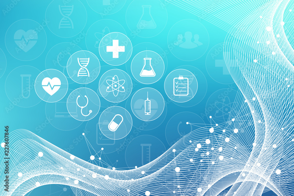 Medical abstract background with health care icons. Medical technology ...
