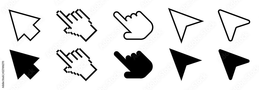 Set of Cursor icons in line and flat modern design Stock Vector | Adobe ...