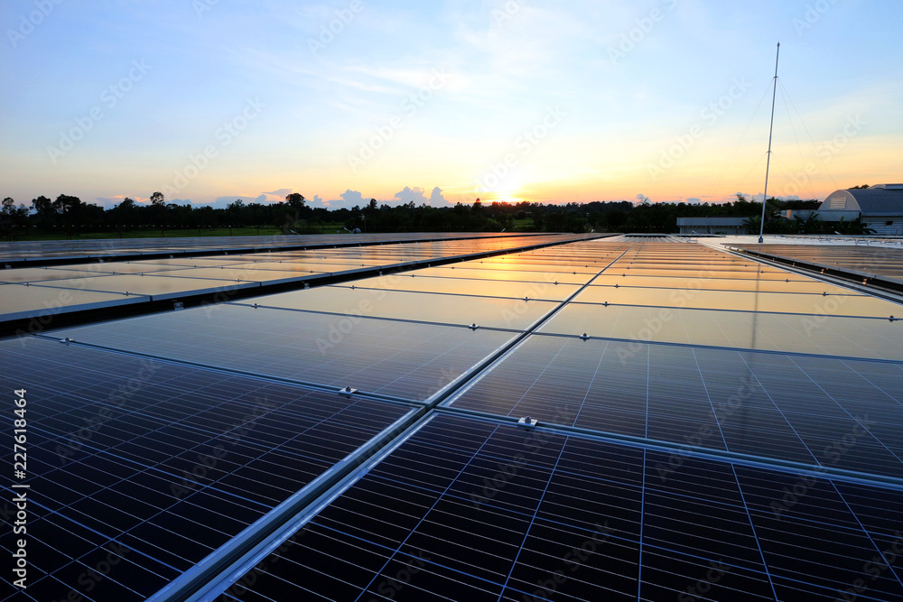 Solar PV Rooftop Beautiful Sunset Sky Stock Photo | Adobe Stock