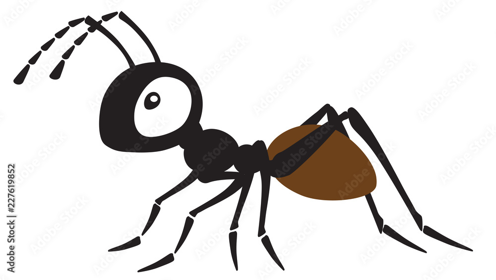 cartoon ant insect . Side view vector illustration isolated on white ...