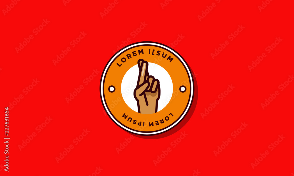 Badge and Sticker design with Fingers Crossed Vector Illustration Stock ...