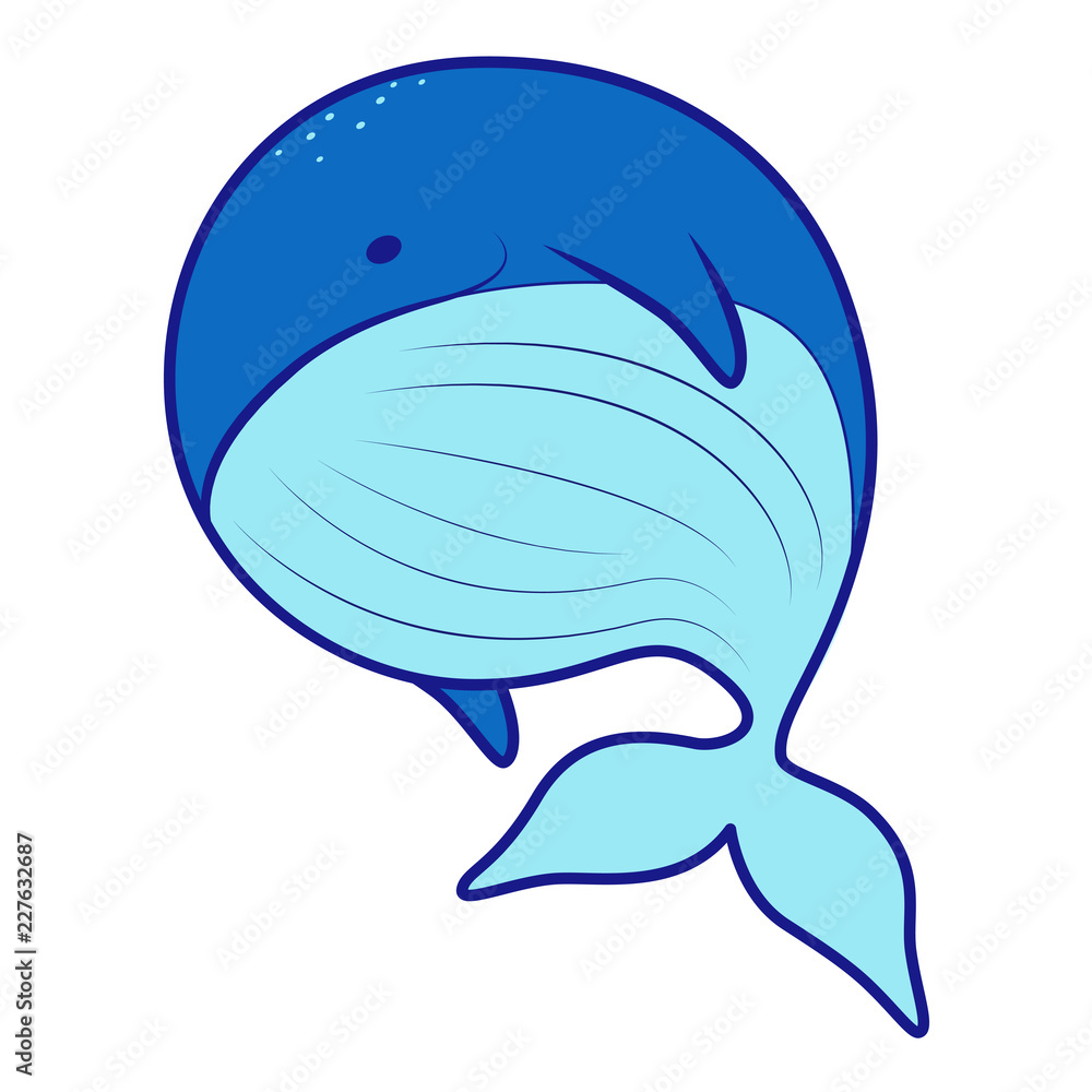 Cute cartoon whale isolated on white background. Vector illustration ...
