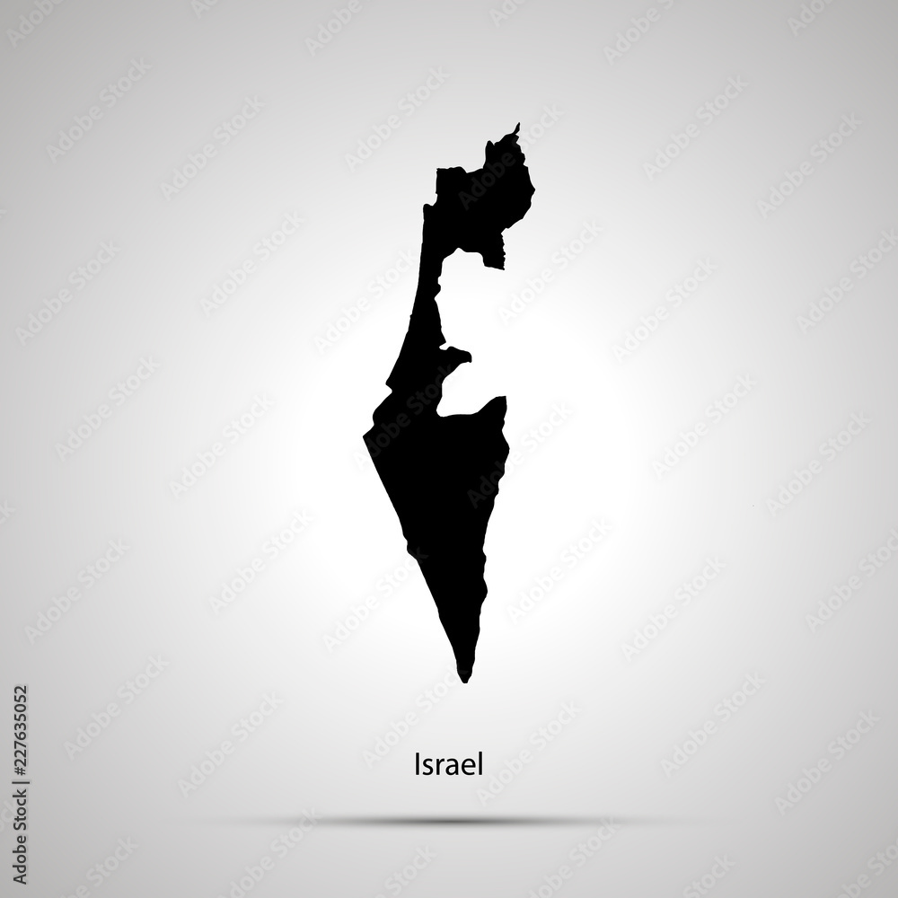 Israel country map, simple black silhouette on gray Stock Vector ...