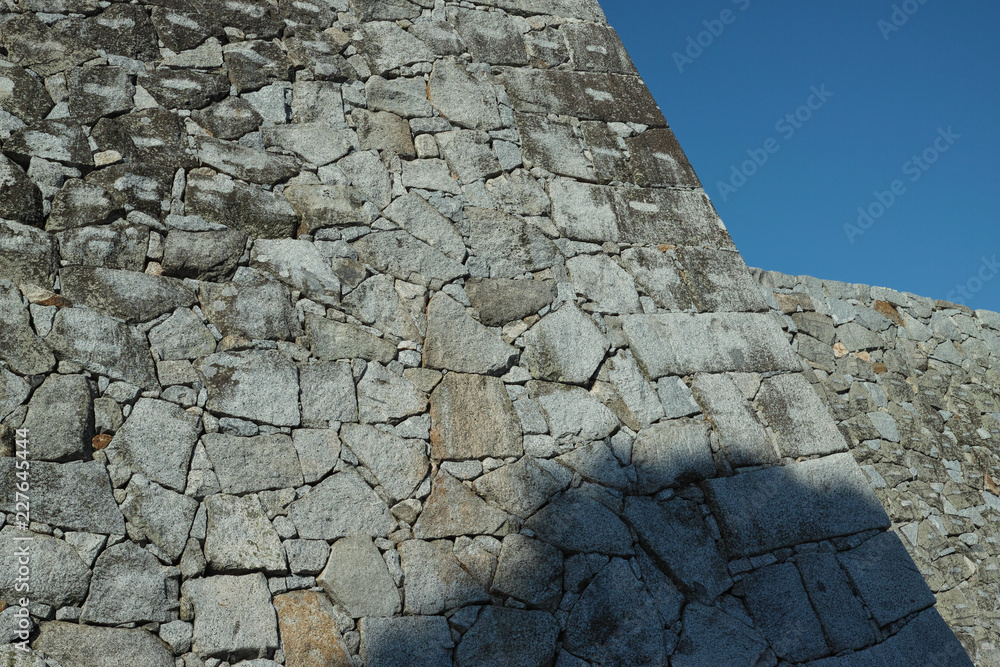japanese castle stone wall built with the japanese burdock piling ...
