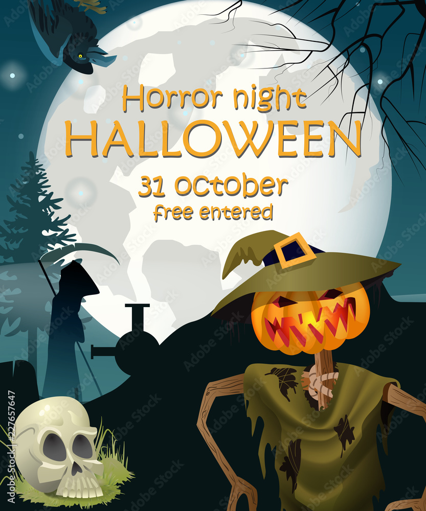 Halloween invitation design to free entered party. Horror night ...