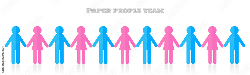 Group of people holding hands. Teamwork concept papercraft. Vector ...