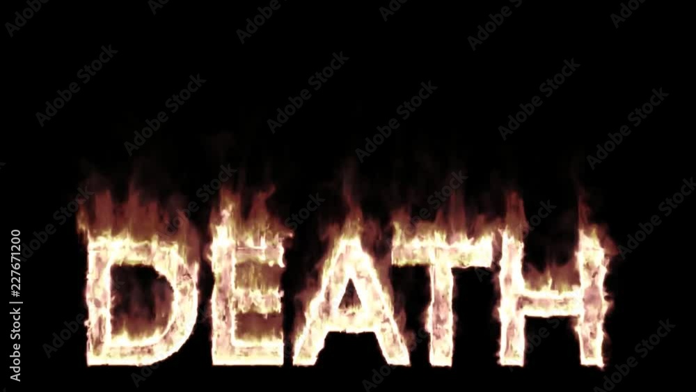 Animated burning or engulf in flames text death. Fire has transparency ...