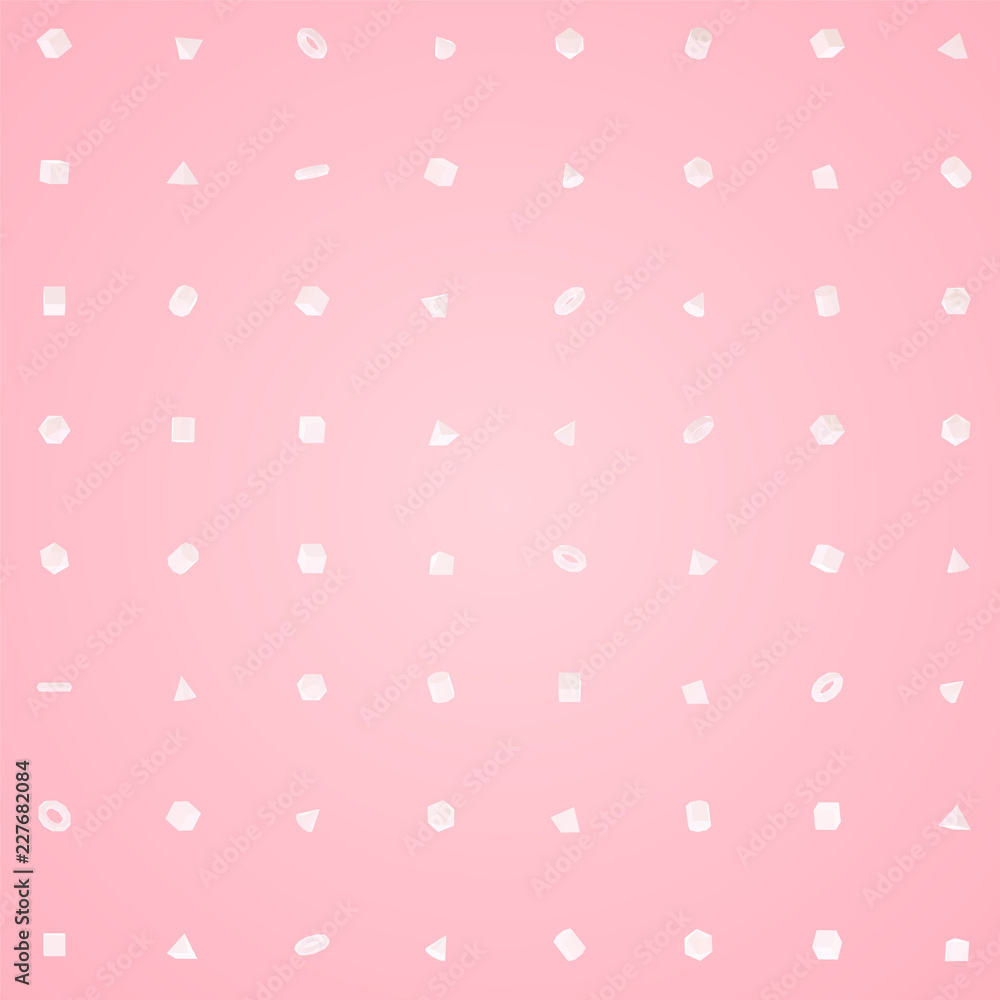 Light 3D Geometric Shapes Set Pattern Isolated on Pink Background ...