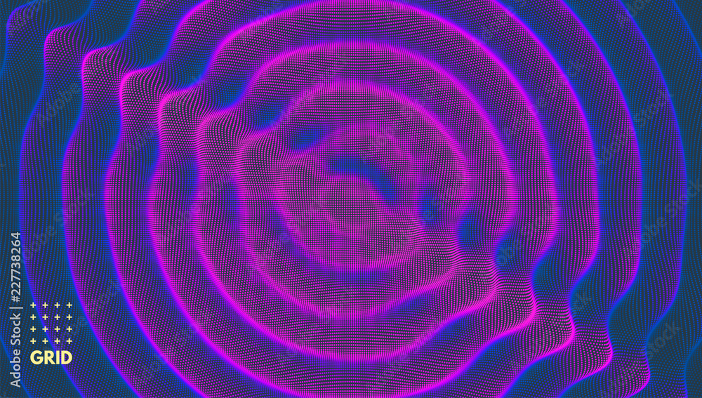 3D wavy background with ripple effect. Vector illustration with ...