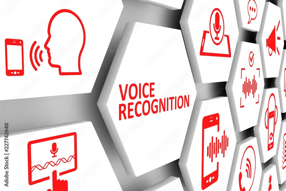 VOICE RECOGNITION concept cell background 3d illustration Stock ...