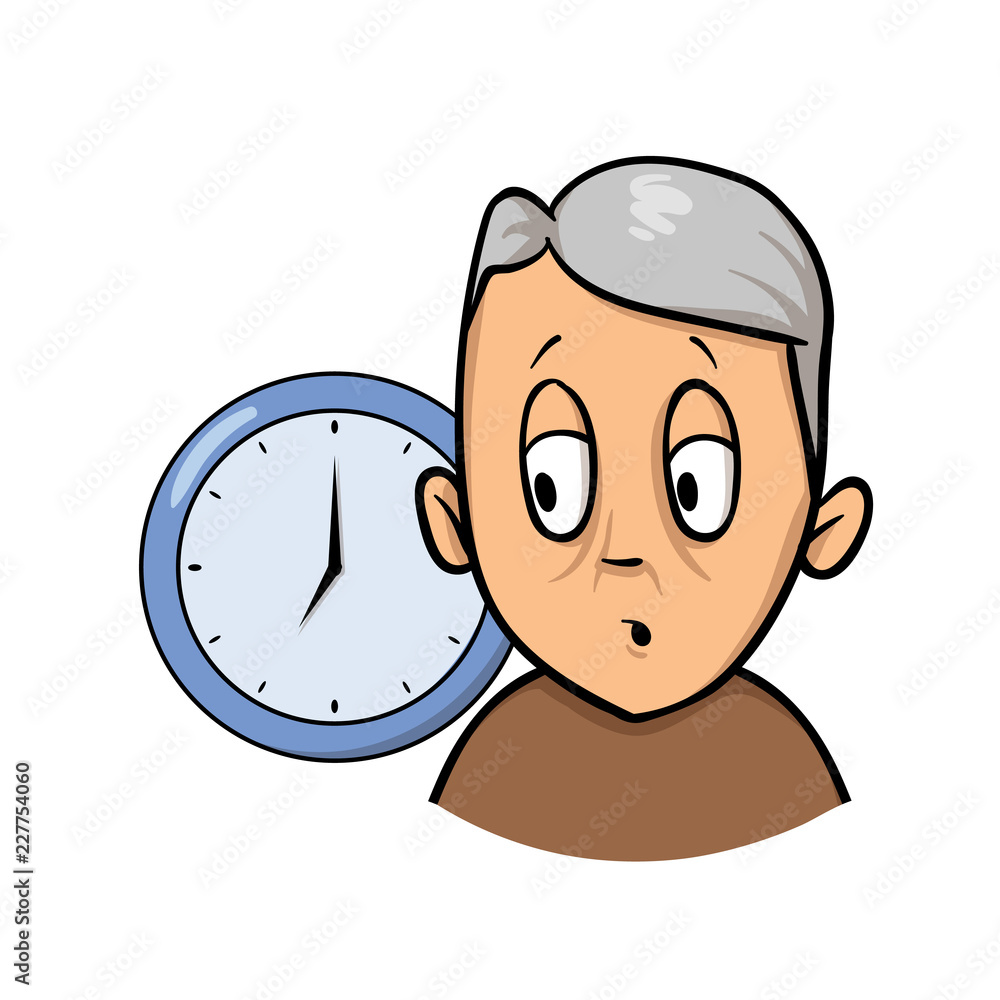 Old man being confused and forgetful about time. Cartoon design icon ...