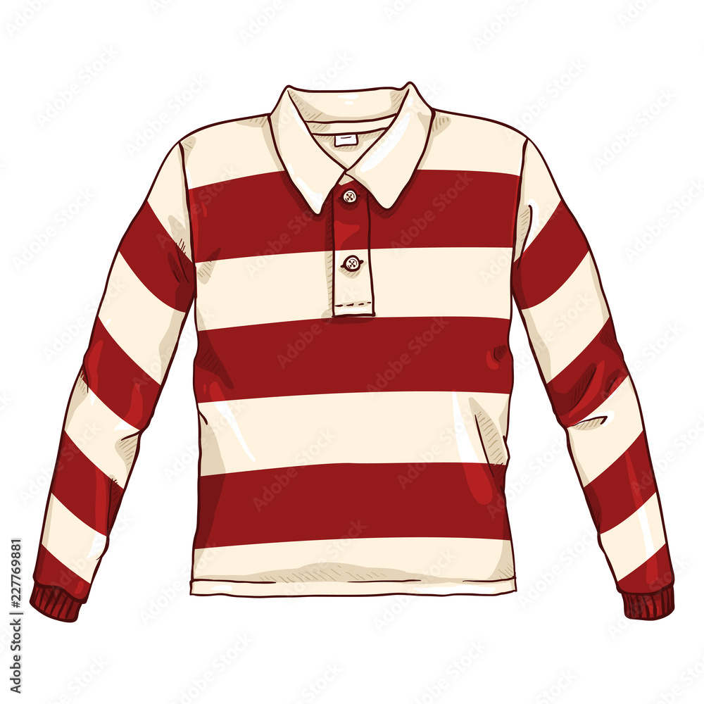 Vector Single Cartoon Color Illustration - Red and White Striped Rugby ...