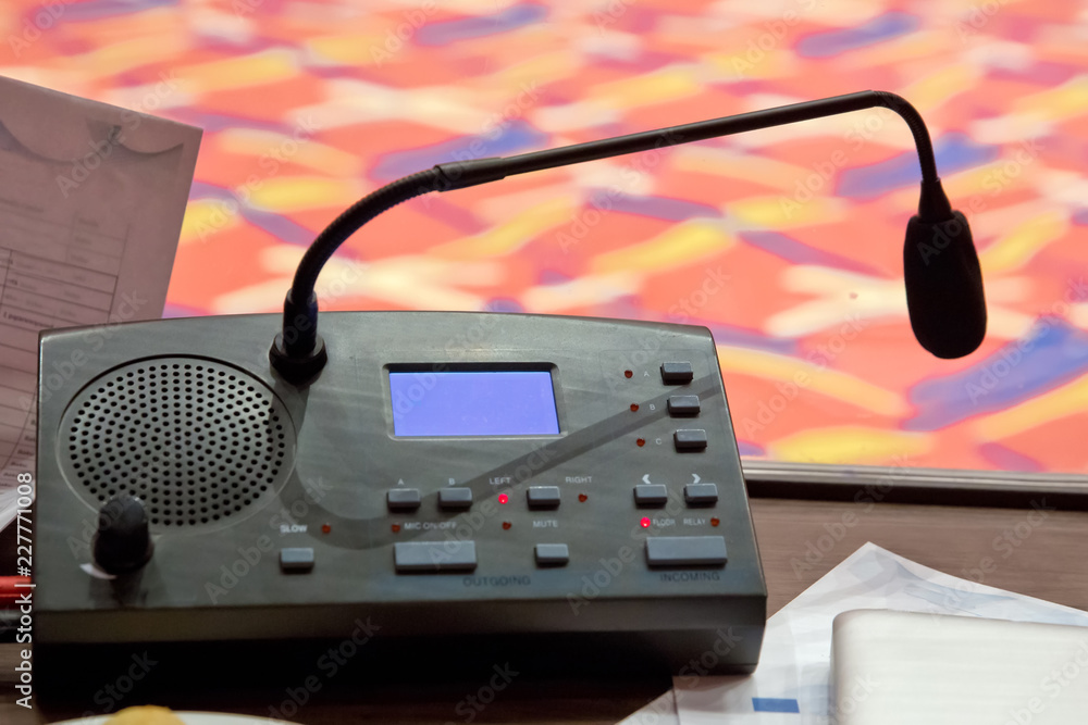 Translator room . translators cubicle . interpreting - Microphone and ...