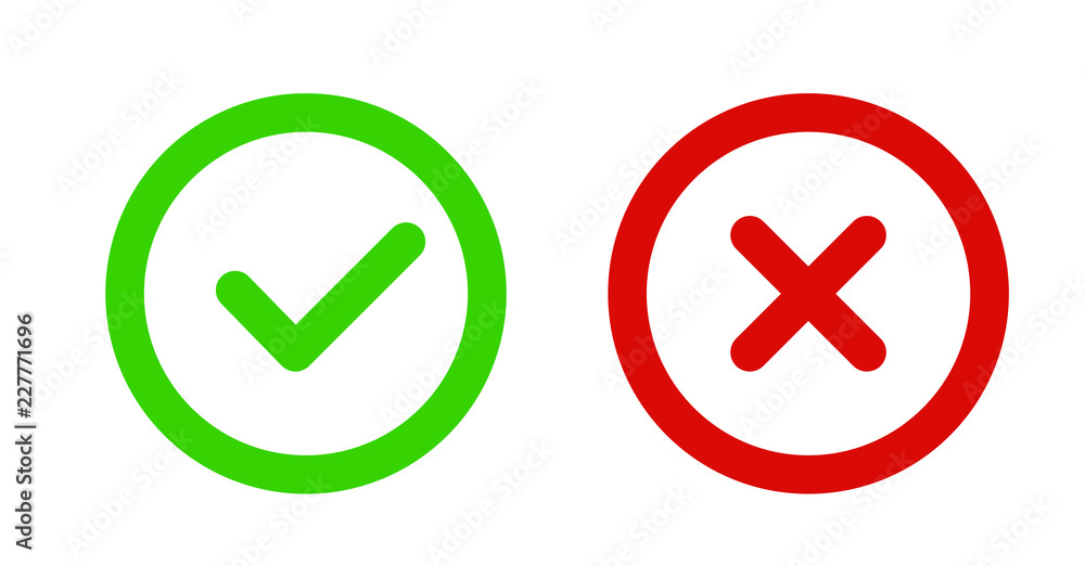 Vector illustration of checkmark no x or confirm line art color icon ...
