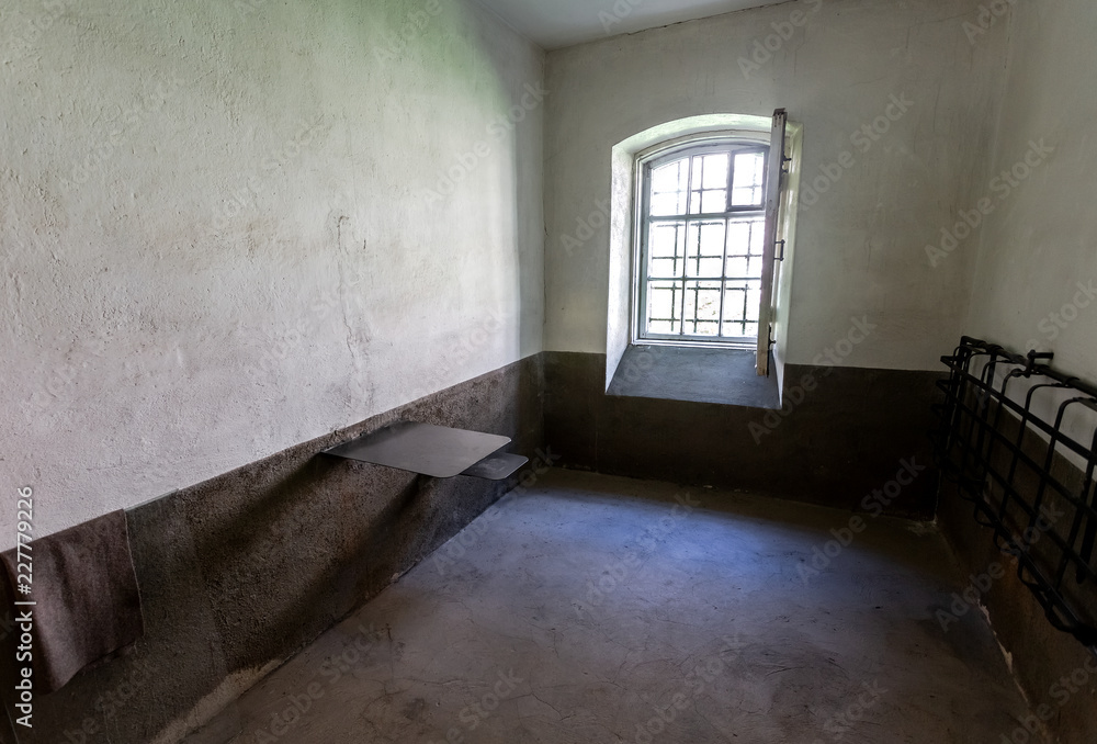 Single cell in the Old prison at the ancient Oreshek fortress Stock ...