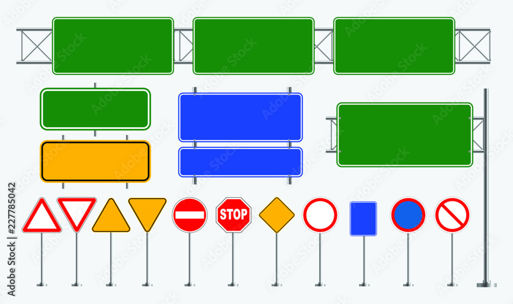 Set of road signs isolated. easy to modify Stock Vector | Adobe Stock
