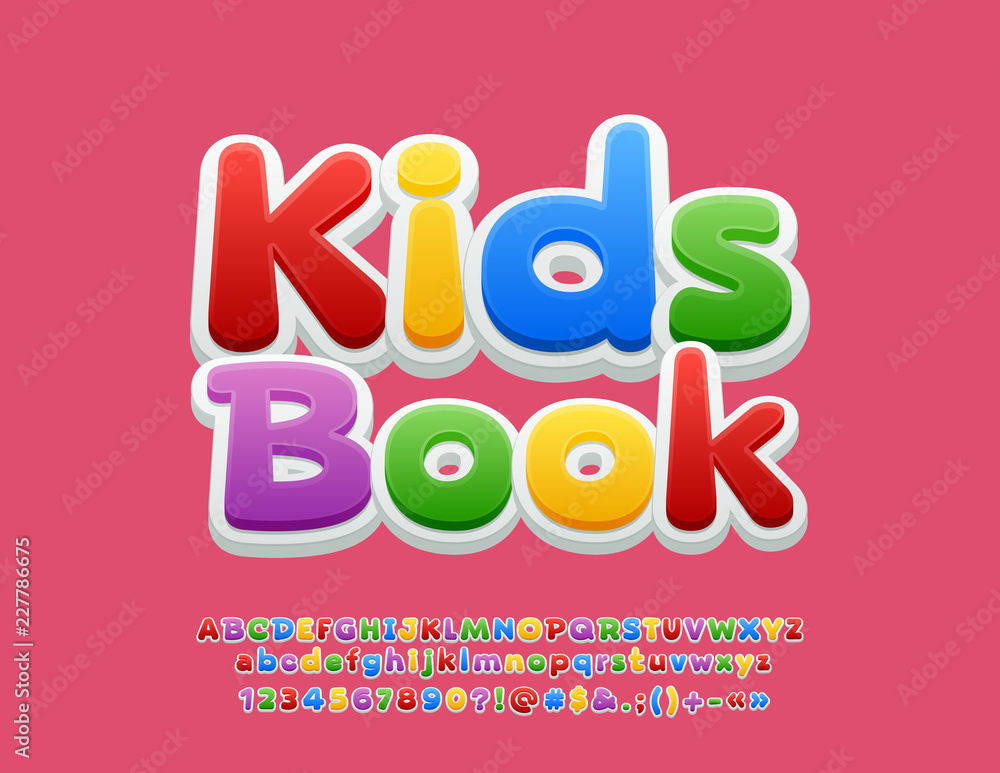 Vector colorful text Kids block with 3D Font. Bright Children Alphabet ...
