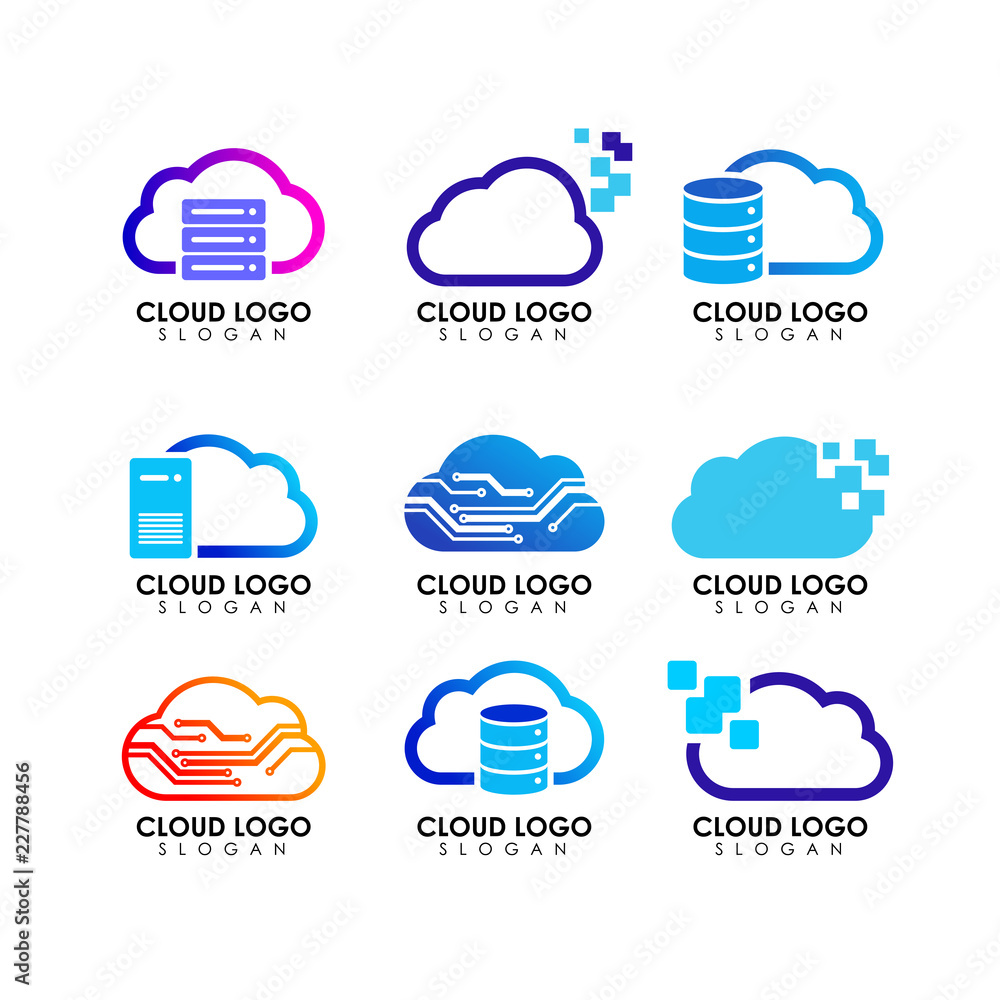 cloud logo design. cloud tech logo icon symbol Stock Vector | Adobe Stock