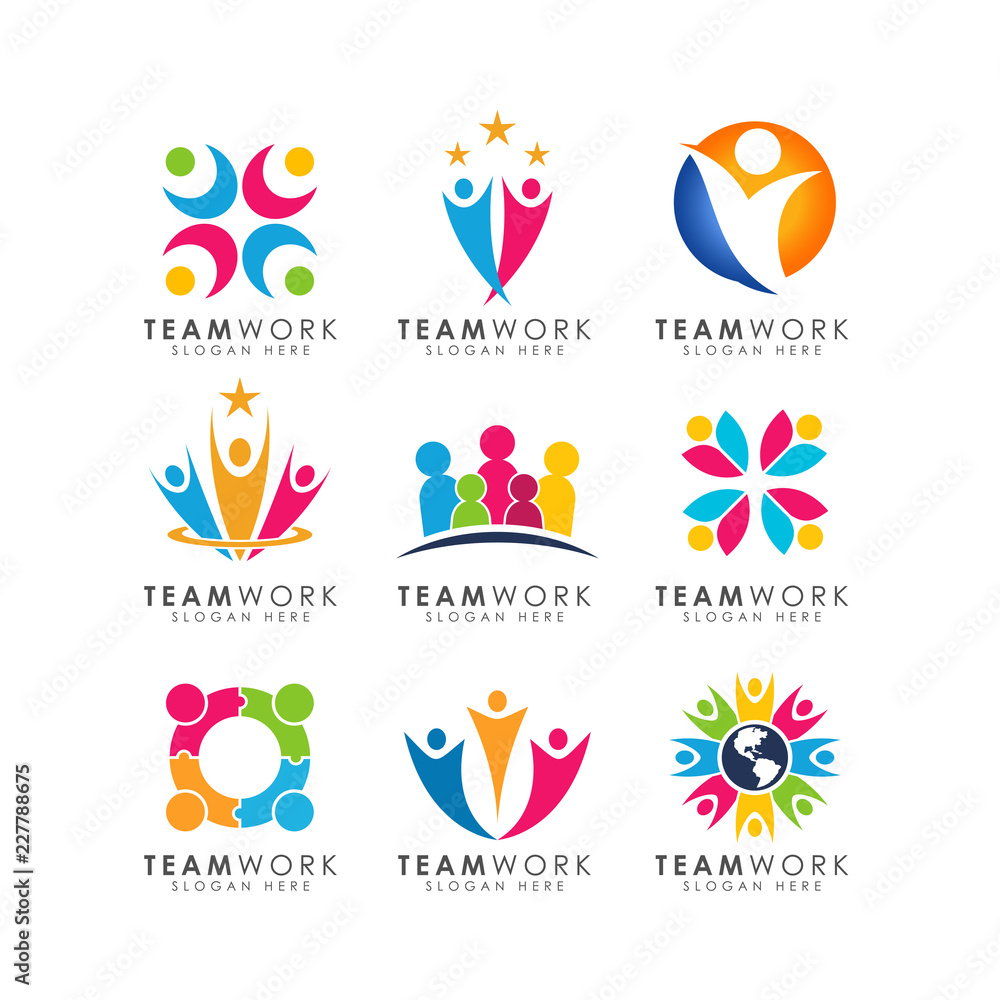 teamwork logo design vector Stock Vector | Adobe Stock