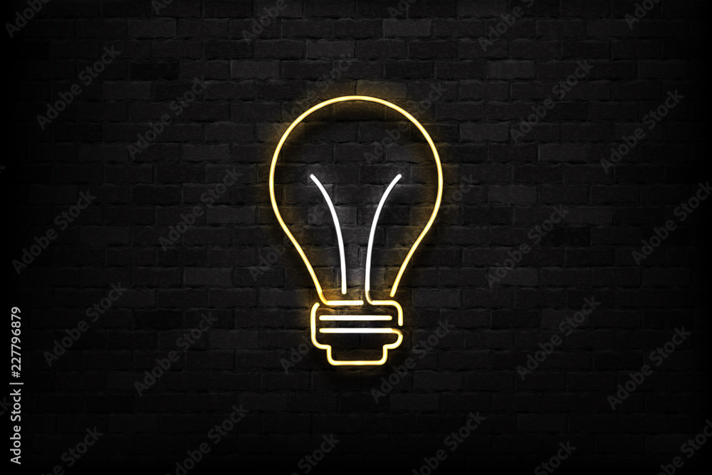 Vector realistic isolated neon sign of Bulb logo for decoration and ...