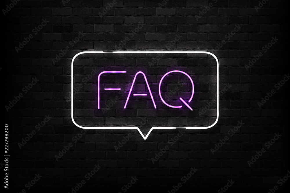 Vector realistic isolated neon sign of FAQ logo for decoration and ...