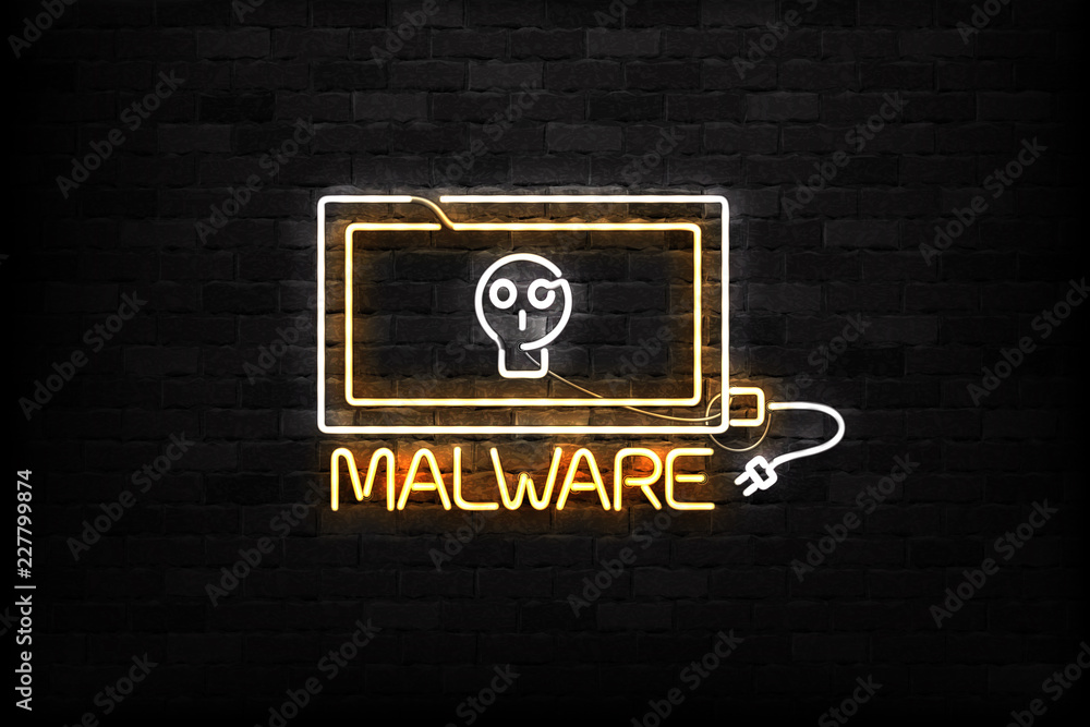 Vector realistic isolated neon sign of Malware logo for decoration and ...