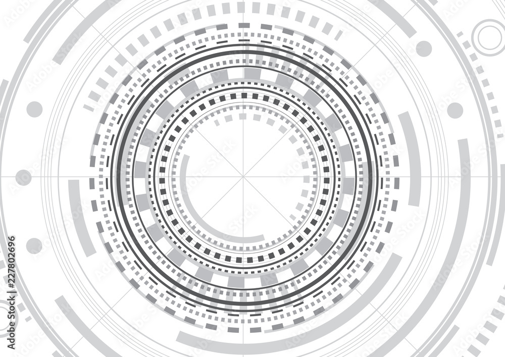 Engineering Drawing with circles and geometric parts of mechanism ...