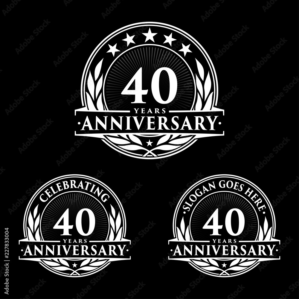 40 Years Anniversary Set. 40th Celebration Logo Collection. Vector and ...