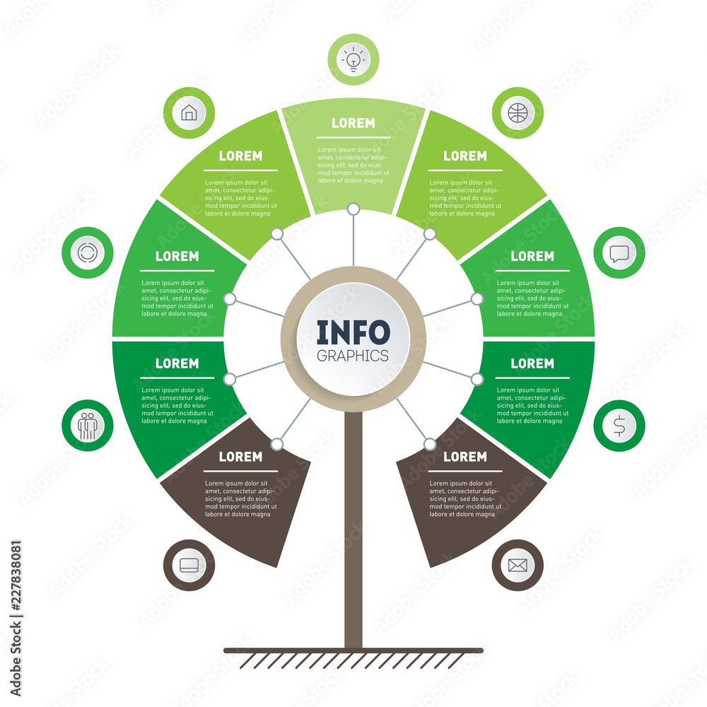 Vertical Timeline infographics. Tree of development and growth of the ...