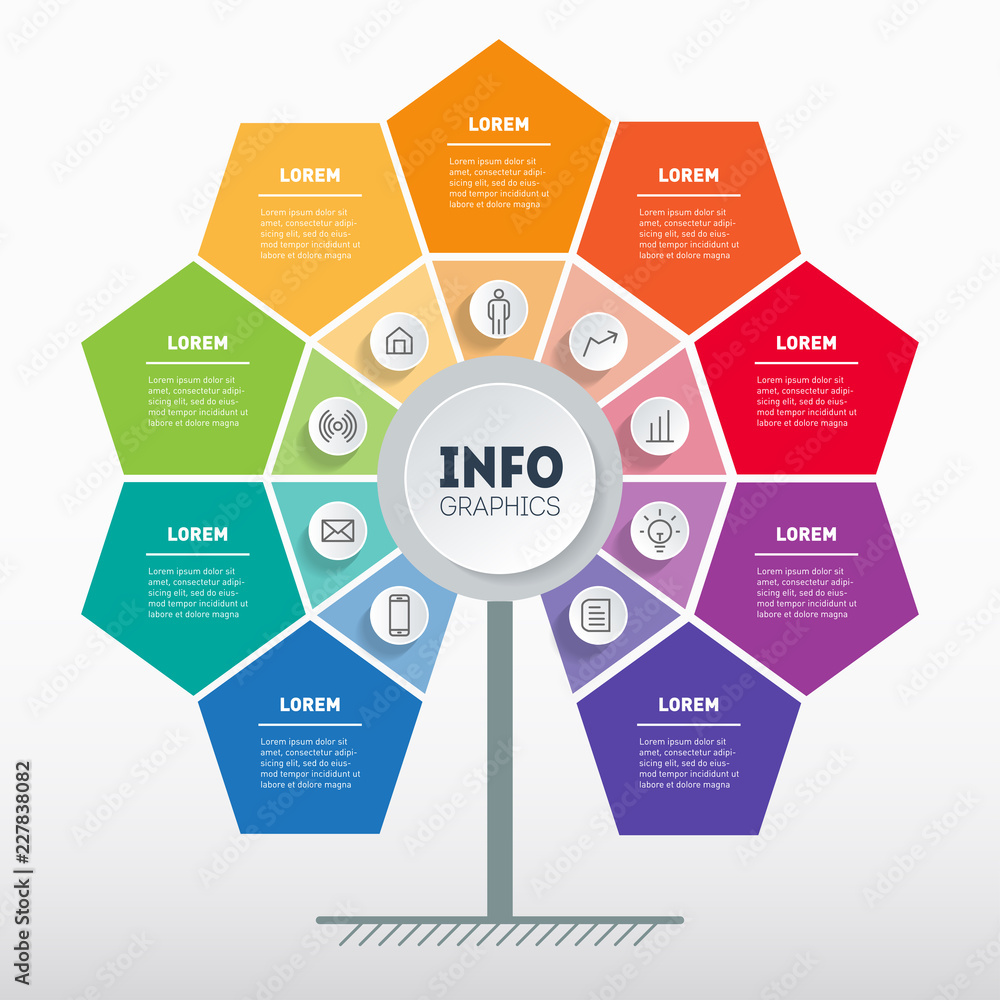 Business presentation concept with 9 options. Web Template of sales ...
