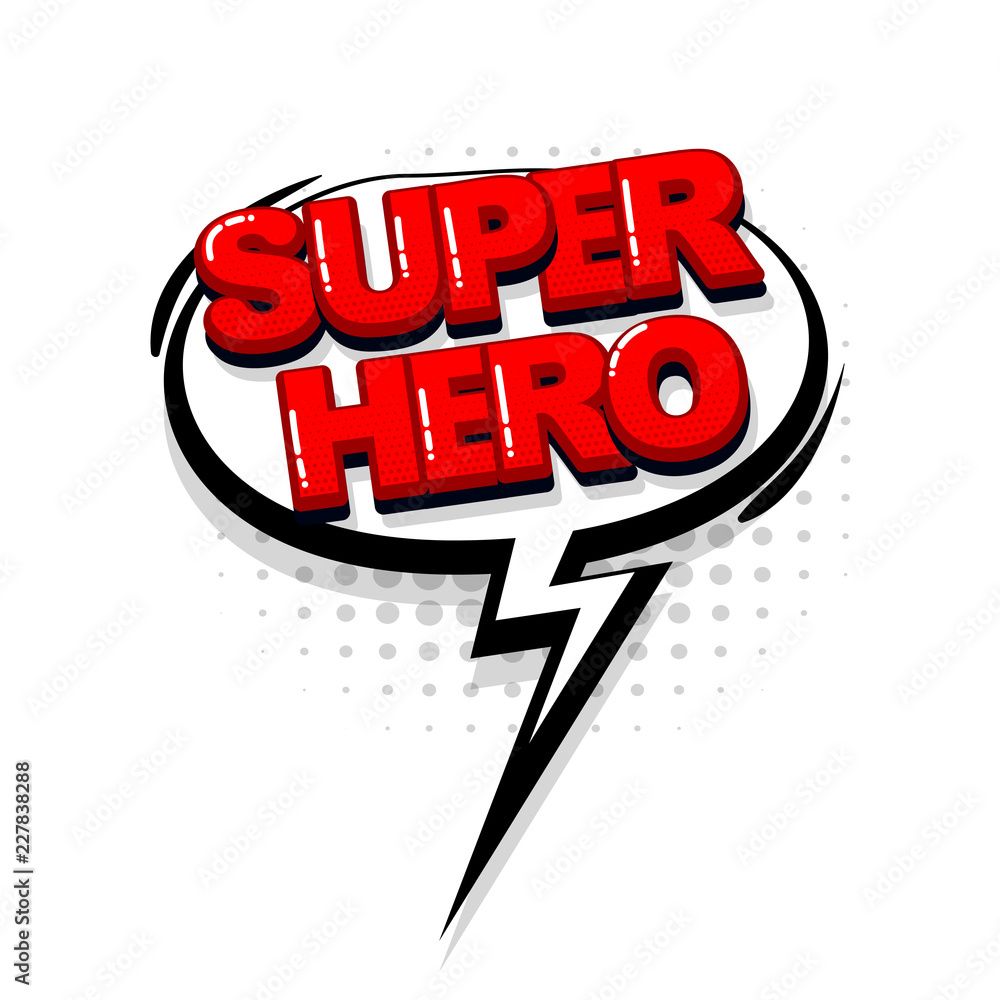 Super hero comic text collection sound effects pop art style. Set ...