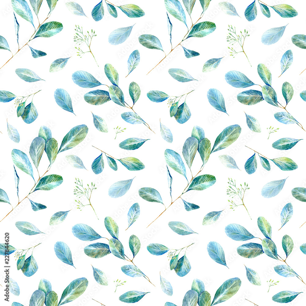 Floral seamless pattern.Eucalyptus branches.Image for fabric, paper and ...