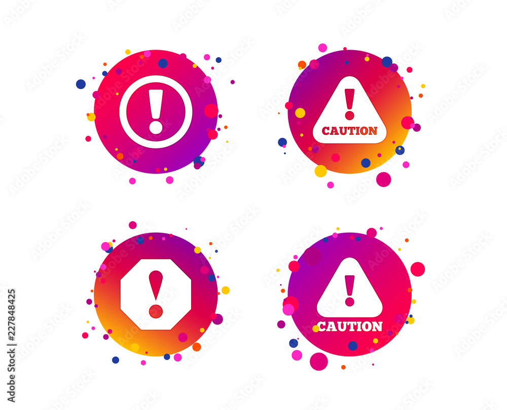 Attention caution icons. Hazard warning symbols. Exclamation sign ...