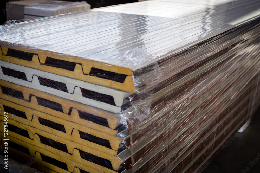 Siding pallet row set rack ready for construction on hardware ...