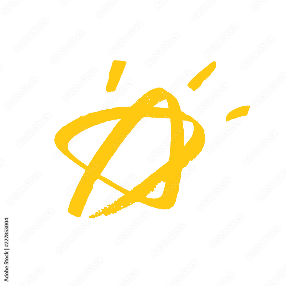 Hand drawn brush stroke or charcoal textured illustration of a star ...