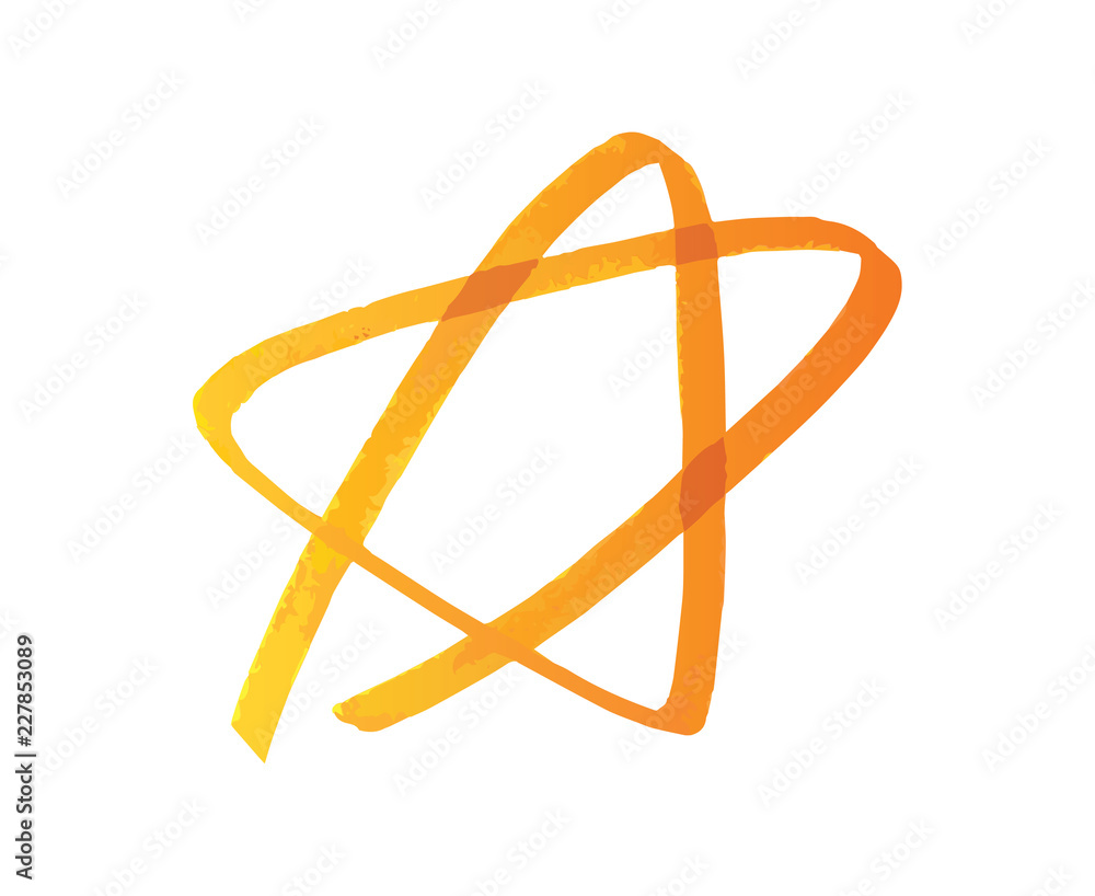 Hand drawn brush stroke or charcoal textured illustration of a star ...